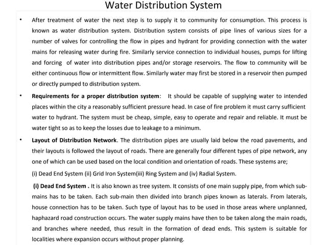 Water Supply System for Town and Building | PPTX