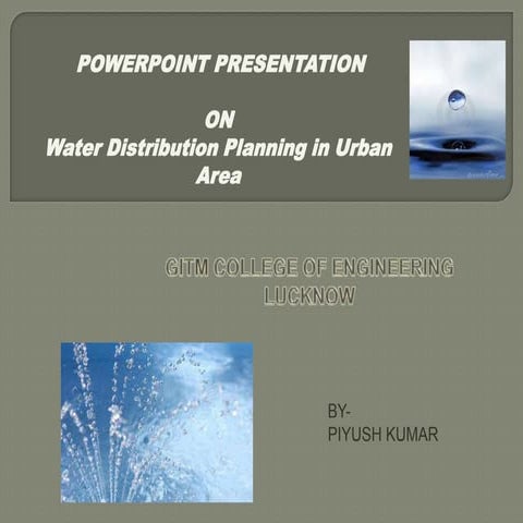 Water distribution planning in urban area | PPTX