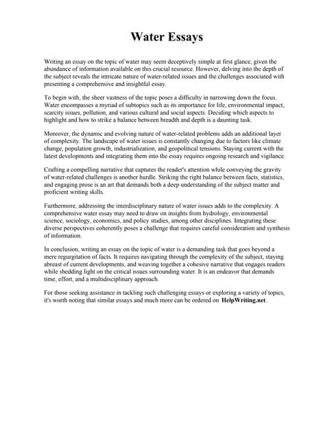 Essay On Importance Of Water | PDF