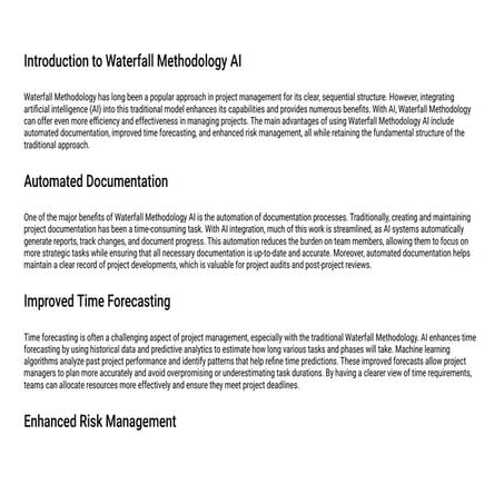 Key Advantages of Waterfall Methodology AI | PDF