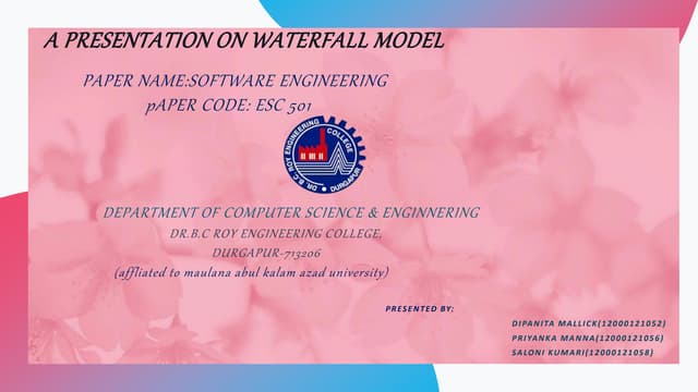 WaterFall Model basic presentation with applications | PPTX