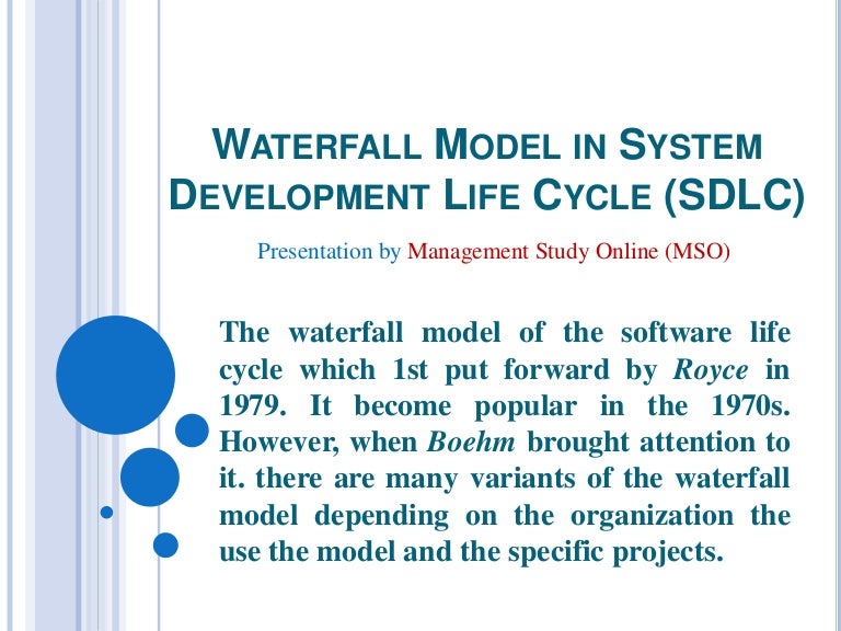 Waterfall model in system development life cycle