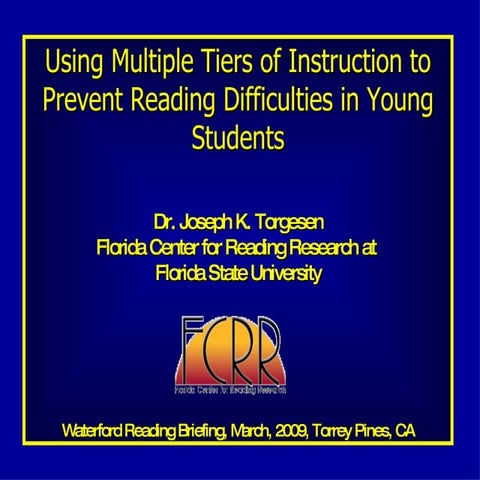 Using Multiple Tiers of Instruction to Prevent Reading Difficulties in ...