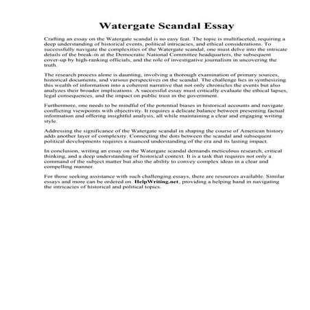 Watergate Scandal Essay. The Watergate Scandal Research Paper Example ...