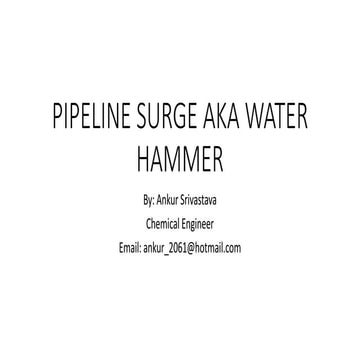 Water Hammer pipeline surge By Mr. Ankur Shrivastava | PDF