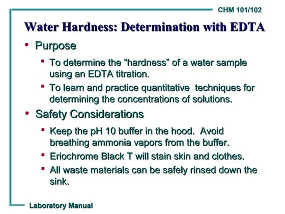 Lab5 determination of hardness of water | PDF | Chemistry | Science