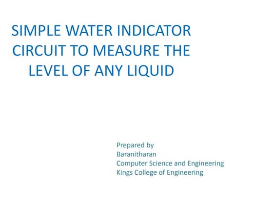 Project Report on Water Level Indicator | PDF | Water Services | Home ...