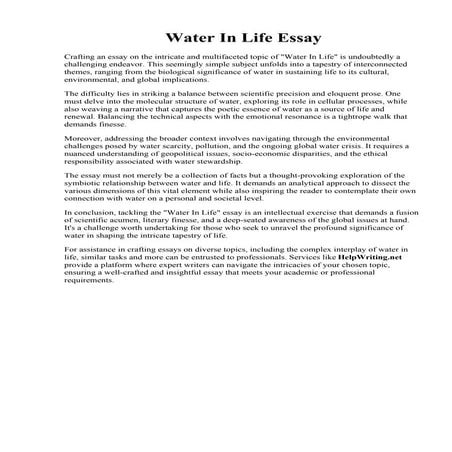 Water In Life Essay | PDF