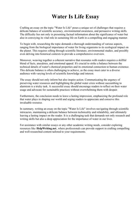 Essay On Importance Of Water | PDF