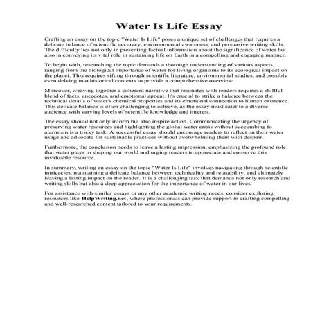 Water Is Life Essay | PDF