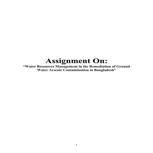 Assignment On: “Water Resources Management in the Remediation of Ground ...