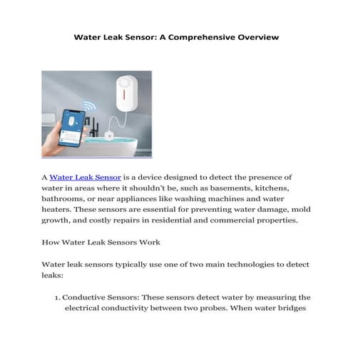 Water Leak Sensor: A Comprehensive Overview | PDF