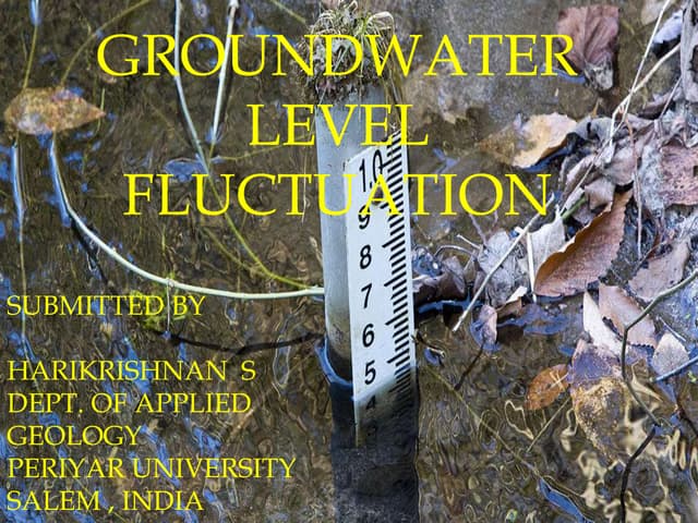 Groundwater Level Fluctuation Pptx Geography Science