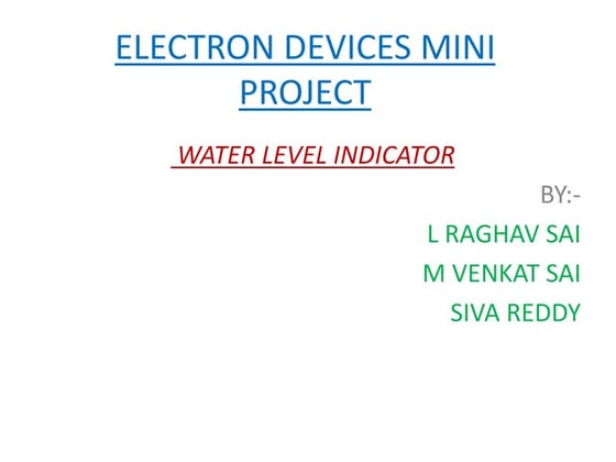 Project Report on Water Level Indicator | PDF | Water Services | Home ...