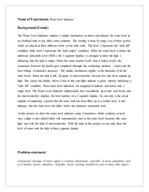 Smart water level management system | PPTX