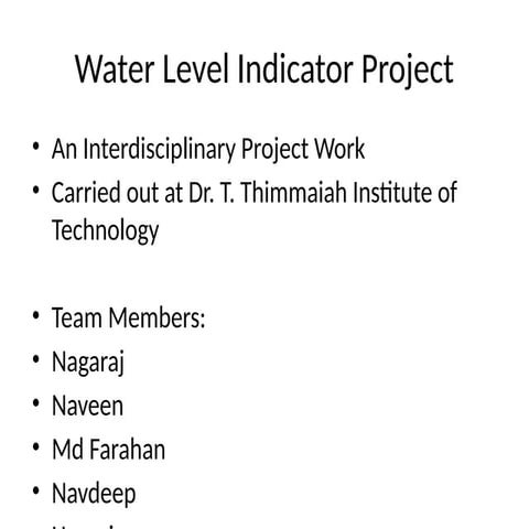 Innovative Water Level Indicator System for Efficient Water Management ...