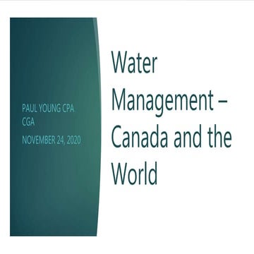 Water Management and Systems| Canada and the World | PPTX