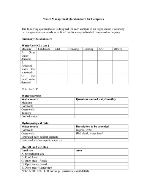 Water questionnaire | DOCX