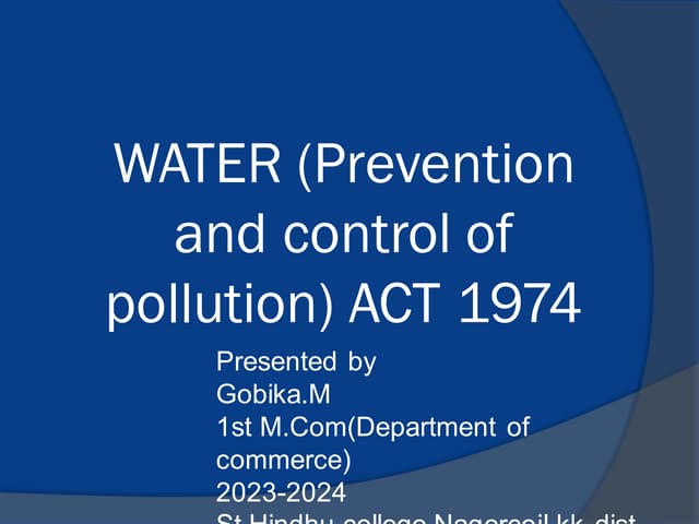 Water act 1974 | PDF