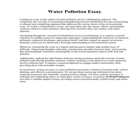 Water Pollution Essay | PDF