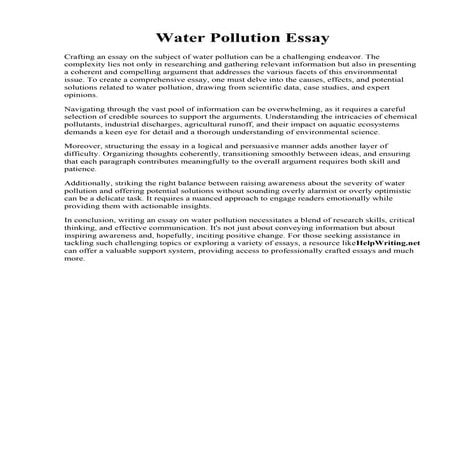 Water Pollution Essay | PDF