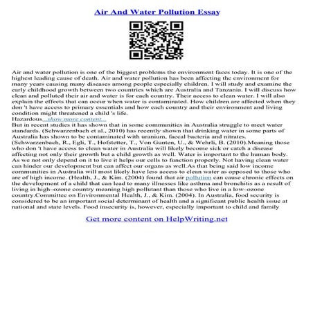 Water Pollution Essays | PDF