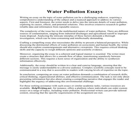 Water Pollution Essays | PDF | Endocrine and Metabolic Diseases ...