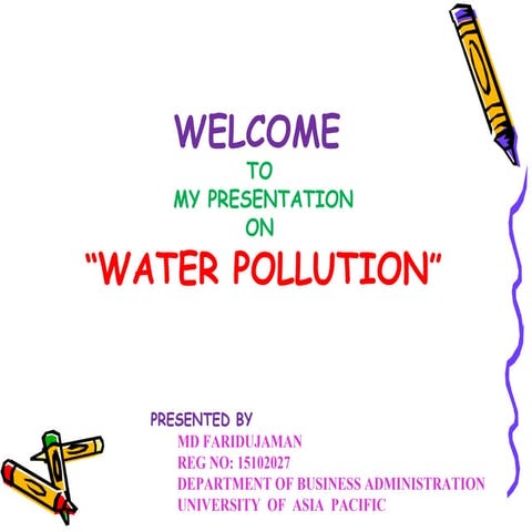 Water pollution causes and prevention | PPT