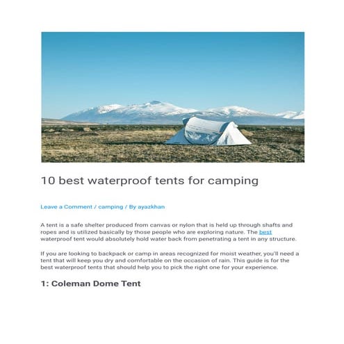 Best waterproof tent | PDF