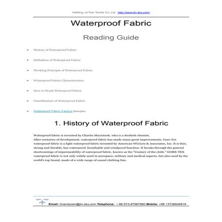 Waterproof fabric | PDF
