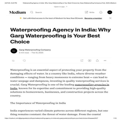 Waterproofing Agency in India | Garg Waterproofing | PDF