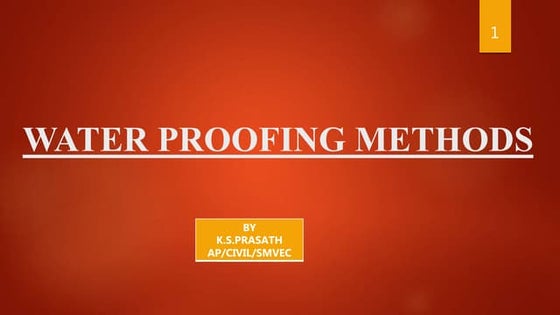 Water proofing in buildings | PPT
