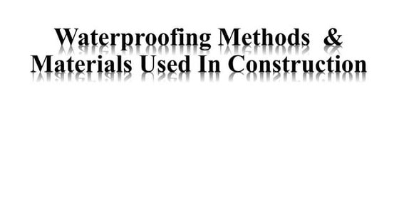 Water proofing in buildings | PPT