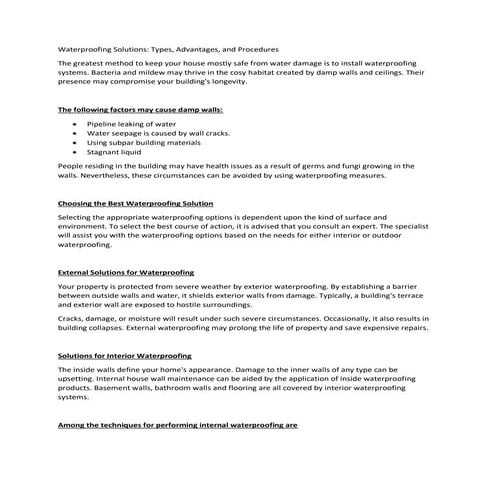 Waterproofing Solutions Pdf