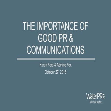 WaterPR - The Importance of Good PR & Communications | PDF