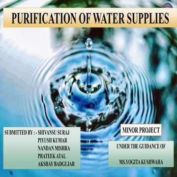 PURIFICATION AND TREATMENT OF WATER | PPTX