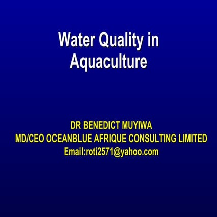 Water quality management in aquaculture production system aqc 601 | PPTX