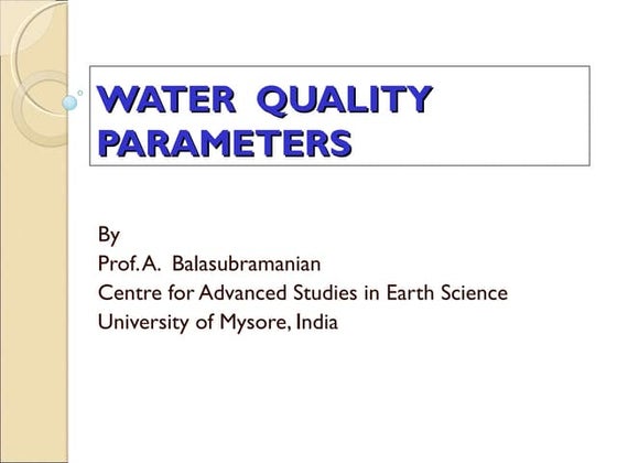 Water quality assessment | PPTX | Chemistry | Science