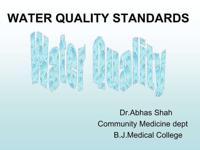 Indian standard for drinking water as per bis specifications (is 10500 ...