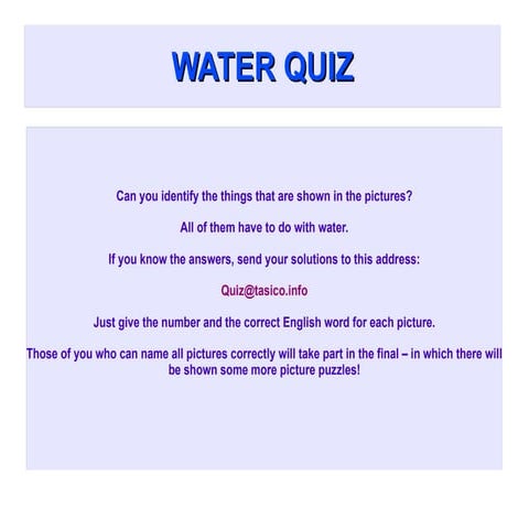 Water quiz | ODP | Television | Entertainment