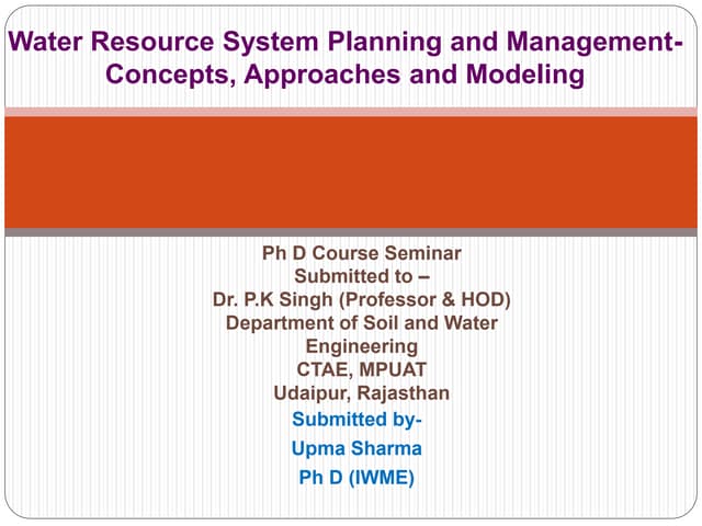 Water Resource Planning & Management Models | PPTX