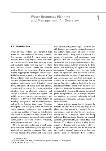 Water Resource Planning & Management Models | PPTX