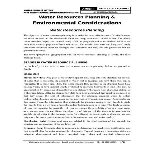 Water resources planning & environmental considerations | PDF