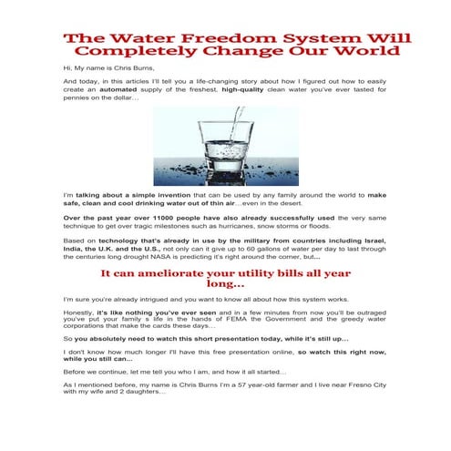 Water Freedom System | PDF