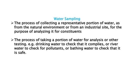 Water sampling methods and tools | PPTX