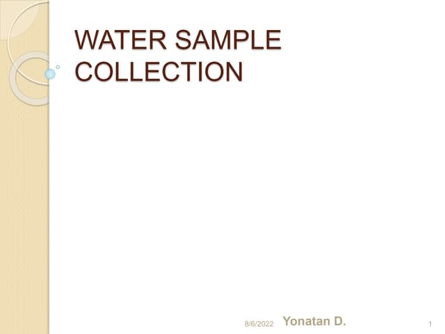 Water sampling , procedure, purpose , techniques and equipments | PPTX