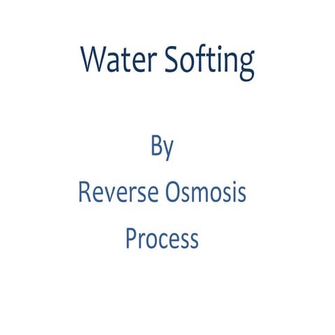 Water softing by reverse osmosis method | PPT