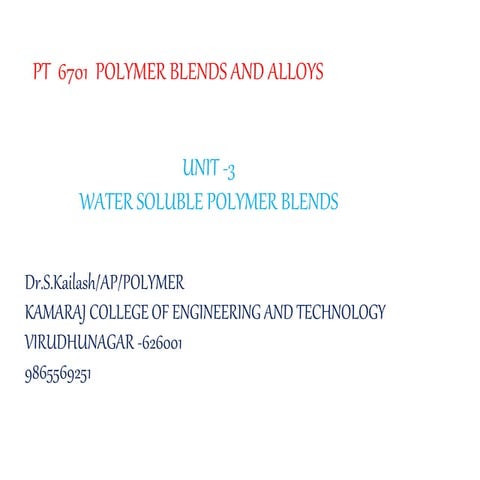 Water soluble polymer | PPTX