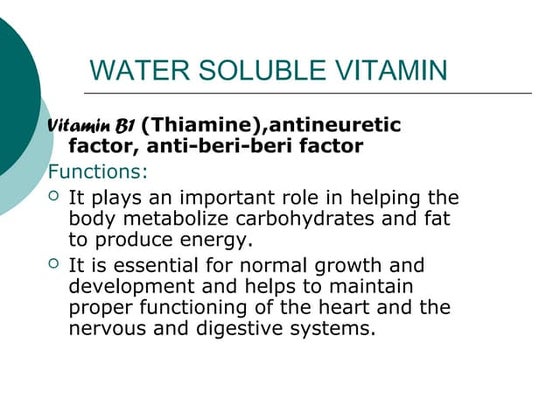 Water soluble vitamins | PPT | Nutrition | Healthy Living