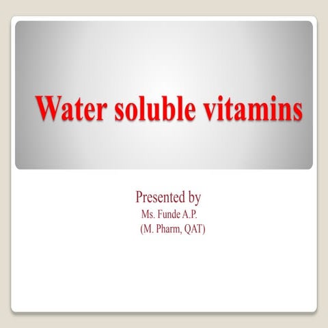 Water soluble vitamins | PPT